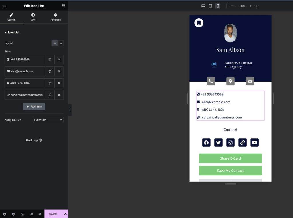 How to Create a FREE vCard in Elementor? (No Plugins Required ...